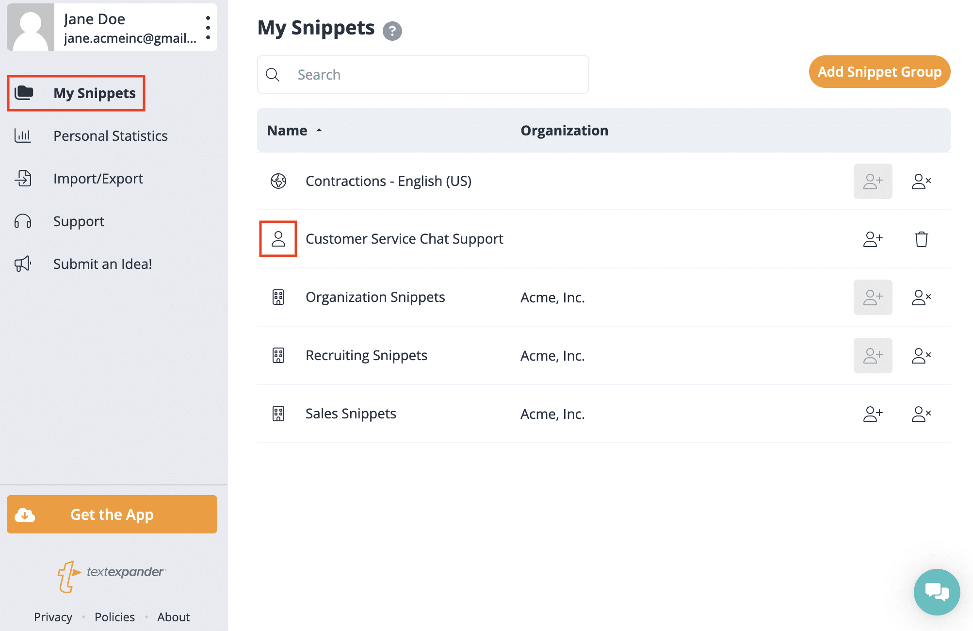Sharing Your Snippet Groups