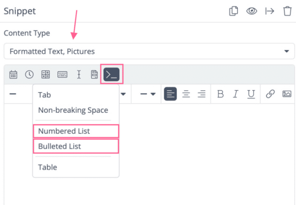 Creating A Bulleted List Or Numbered List