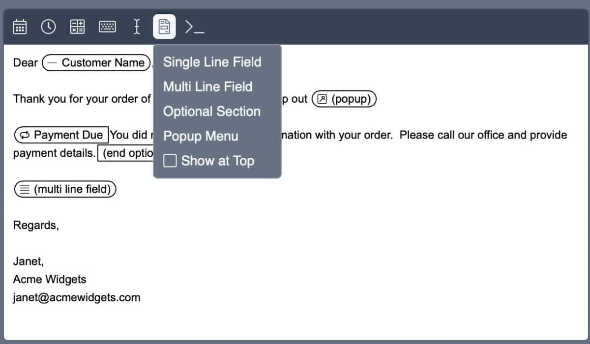 Using Fill-In-The-Blank Form Fields in Snippets