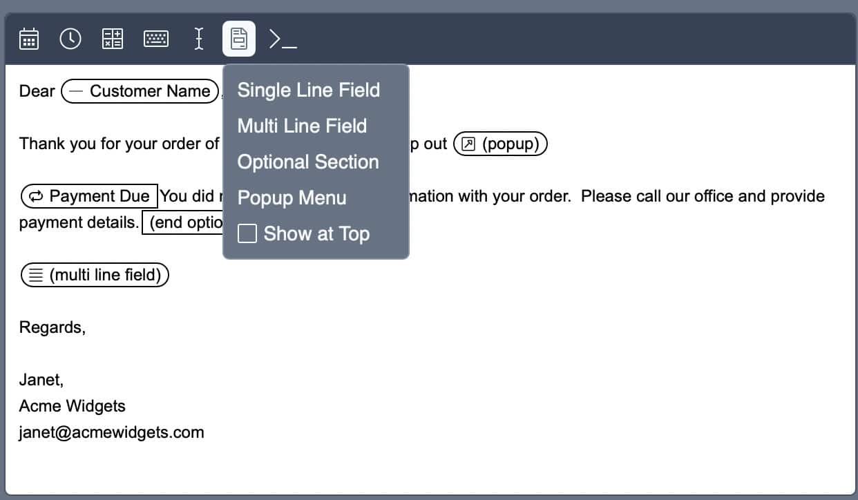 Using Fill-In-The-Blank Form Fields in Snippets